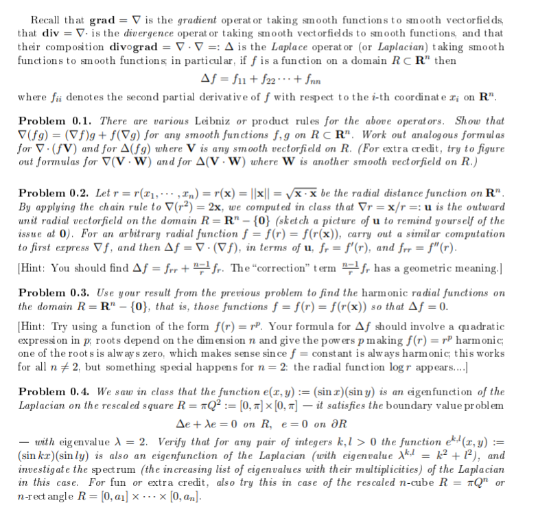 Solved Recall that grad is the gradient operator taking | Chegg.com