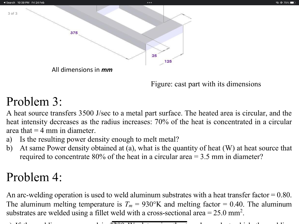 Solved Figure: cast part with its dimensions Problem 3: A | Chegg.com