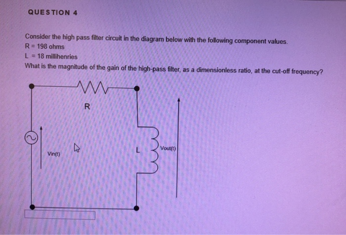 Solved QUESTION 3 Consider the high pass circuit in the | Chegg.com