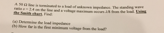 Solved A 50 Ohm line is terminated to a load of unknown | Chegg.com