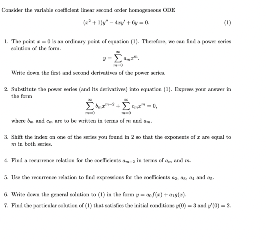 Solved Consider the variable coefficient linear second order | Chegg.com