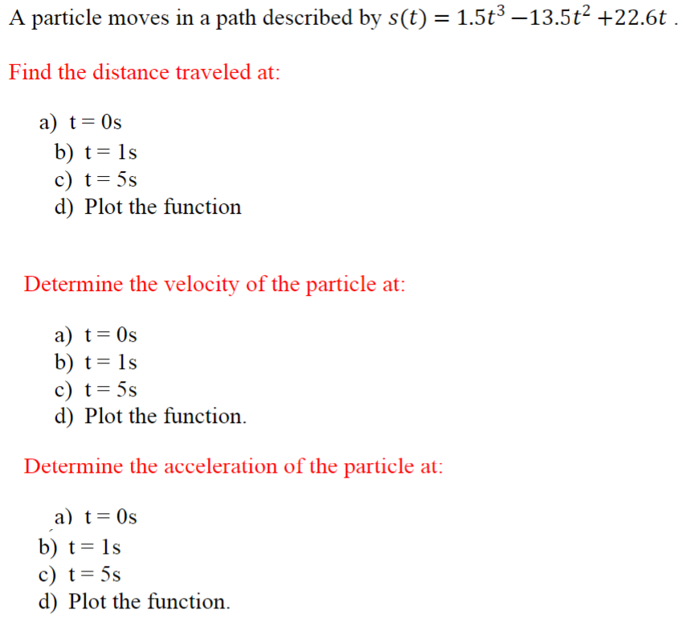 A particle moves in a path described by 𝑠(𝑡) = | Chegg.com