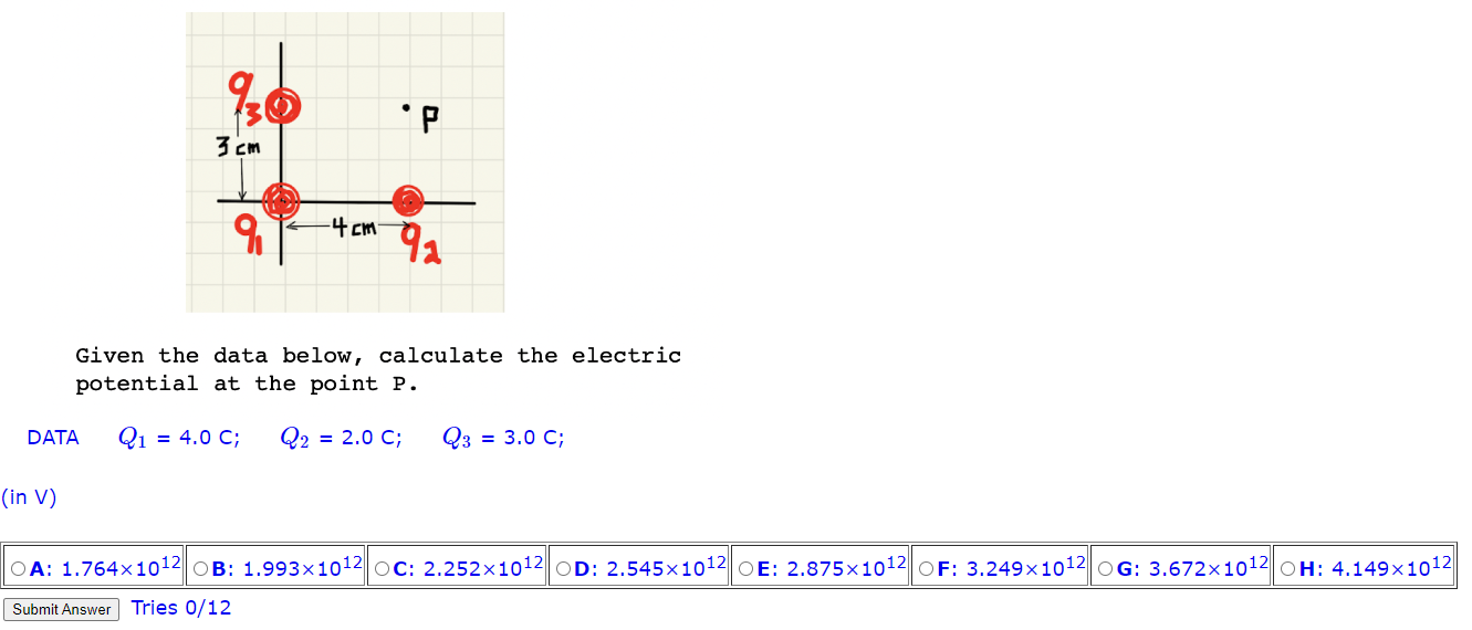 Solved Given the data below, calculate the electric | Chegg.com