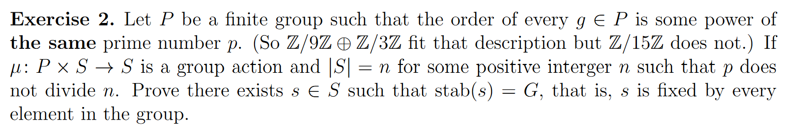 Solved Exercise 2. Let P be a finite group such that the | Chegg.com