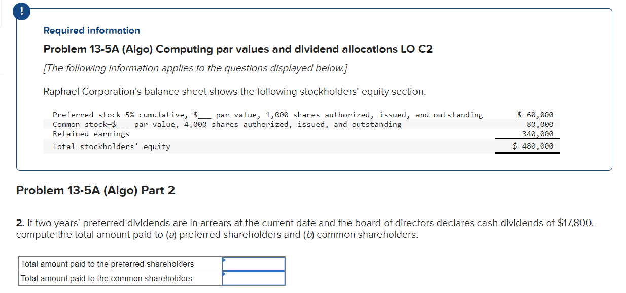 Solved ! Required information Problem 13-5A (Algo) Computing | Chegg.com