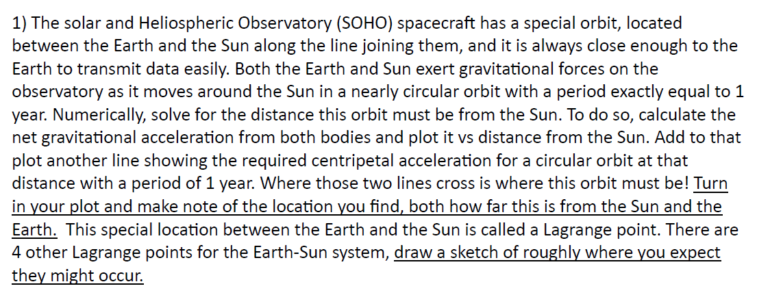 Solved The solar and Heliospheric Observatory ( ﻿SOHO ) | Chegg.com