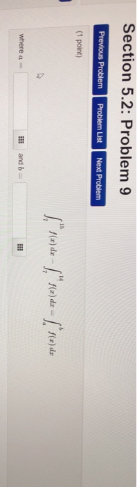 Solved Section 5.2: Problem 9 (1 point) 15 14 where a and b | Chegg.com