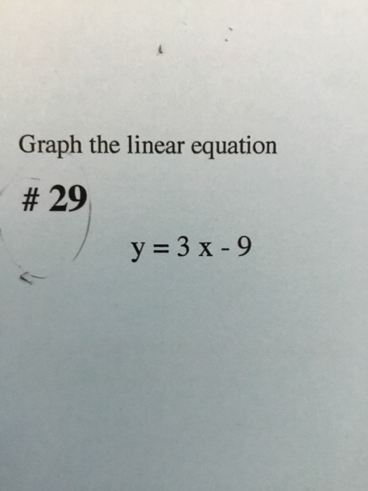 Solved Graph the linear equation #29 y=3x-9 | Chegg.com