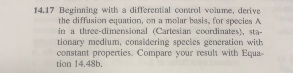 Solved 14.17 Beginning with a differential control volume, | Chegg.com