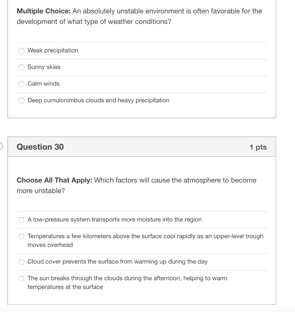 Solved Multiple Choice: An absolutely unstable environment | Chegg.com