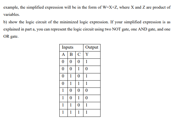 Solved a) For the following truth table, find the minimized | Chegg.com