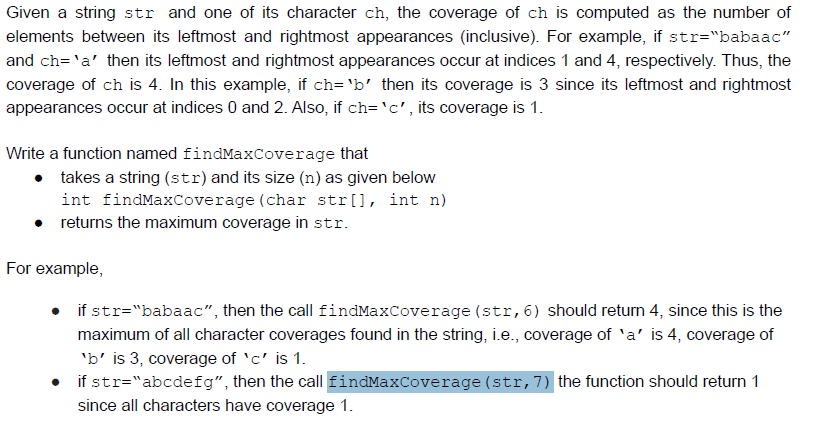 Solved Given a string str and one of its character ch, the | Chegg.com