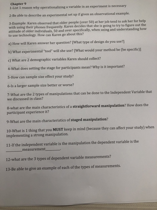 Solved Chapter 9 1-List 1 reason why operationalizing a | Chegg.com