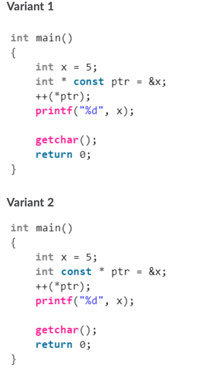 Solved You have two variants of code as shown below: a. | Chegg.com