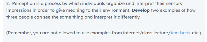 Solved 2. Perception is a process by which individuals | Chegg.com