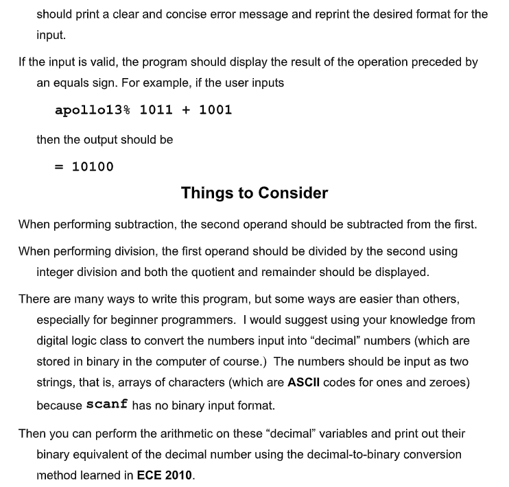 Solved Operation The program should continually accept a | Chegg.com