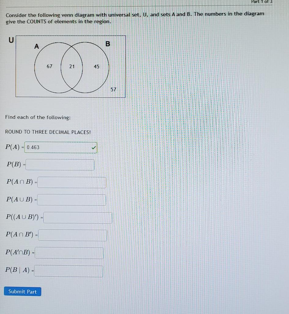 Solved Consider the following venn diagram with universal | Chegg.com