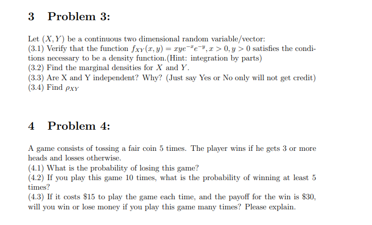Solved 3 Problem 3: Let (X,Y) be a continuous two | Chegg.com