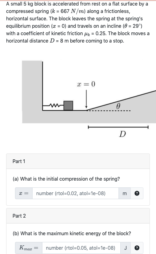 Solved A small 5 kg block is accelerated from rest on a flat | Chegg.com