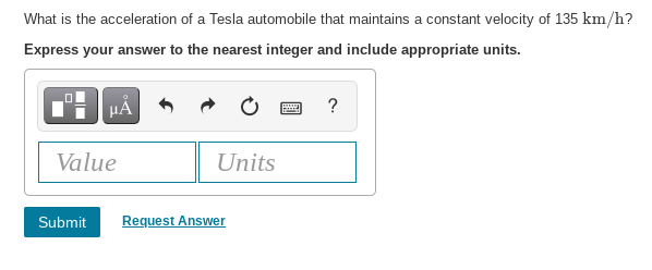 Solved What is the acceleration of a Tesla automobile that | Chegg.com