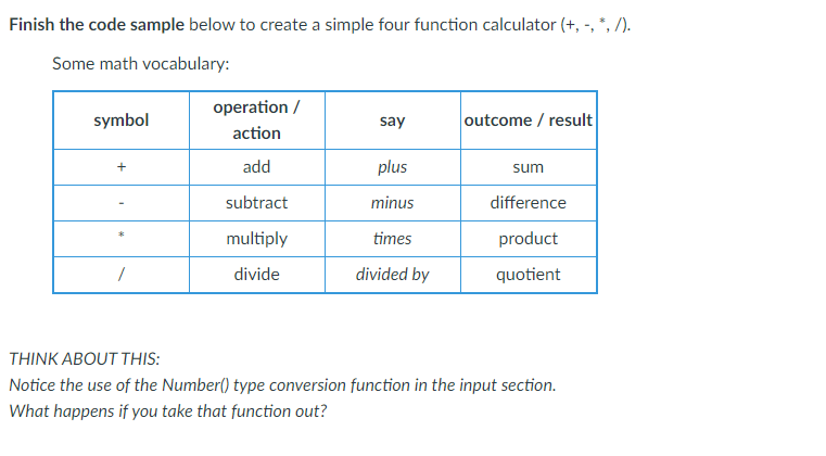Solved Finish the code sample below to create a simple four | Chegg.com