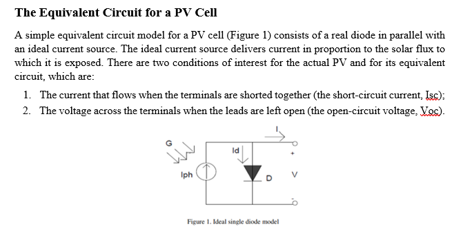 The Equivalent Circuit for a PV Cell A simple | Chegg.com