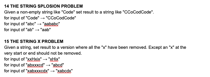 Solved 14 THE STRING SPLOSION PROBLEM Given a non-empty | Chegg.com