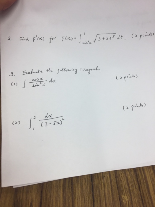 Solved Find F'(x) for F(x) = integral^1_sin x squareroot 3 + | Chegg.com