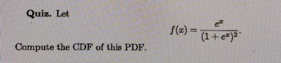 Solved Quiz. Let Compute the CDF of this PDF | Chegg.com