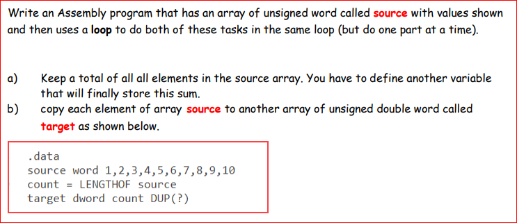 Solved Write an Assembly program that has an array of | Chegg.com