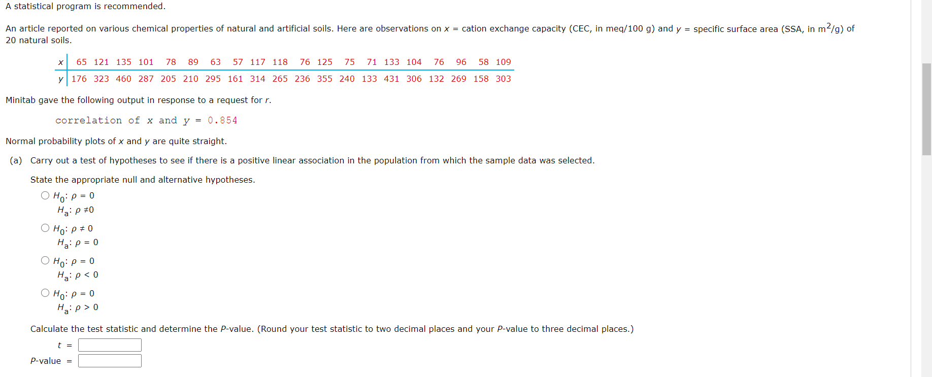 Solved A statistical program is recommended. An article | Chegg.com
