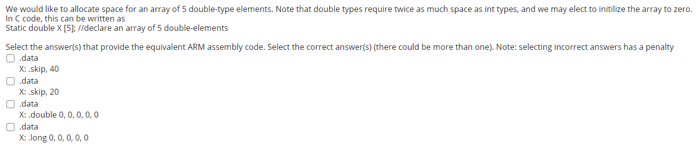 Solved We would like to allocate space for an array of 5 | Chegg.com