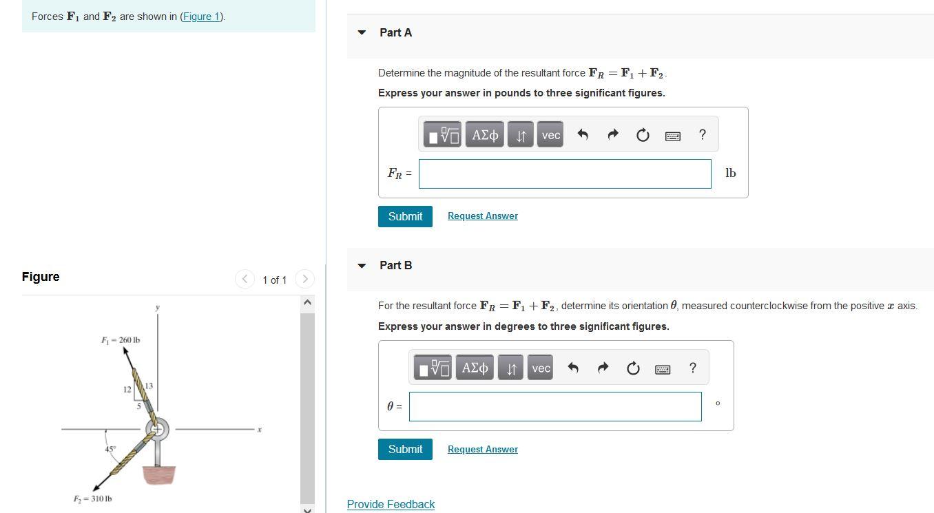 Solved Forces Fi and F2 are shown in (Figure 1). Part A | Chegg.com