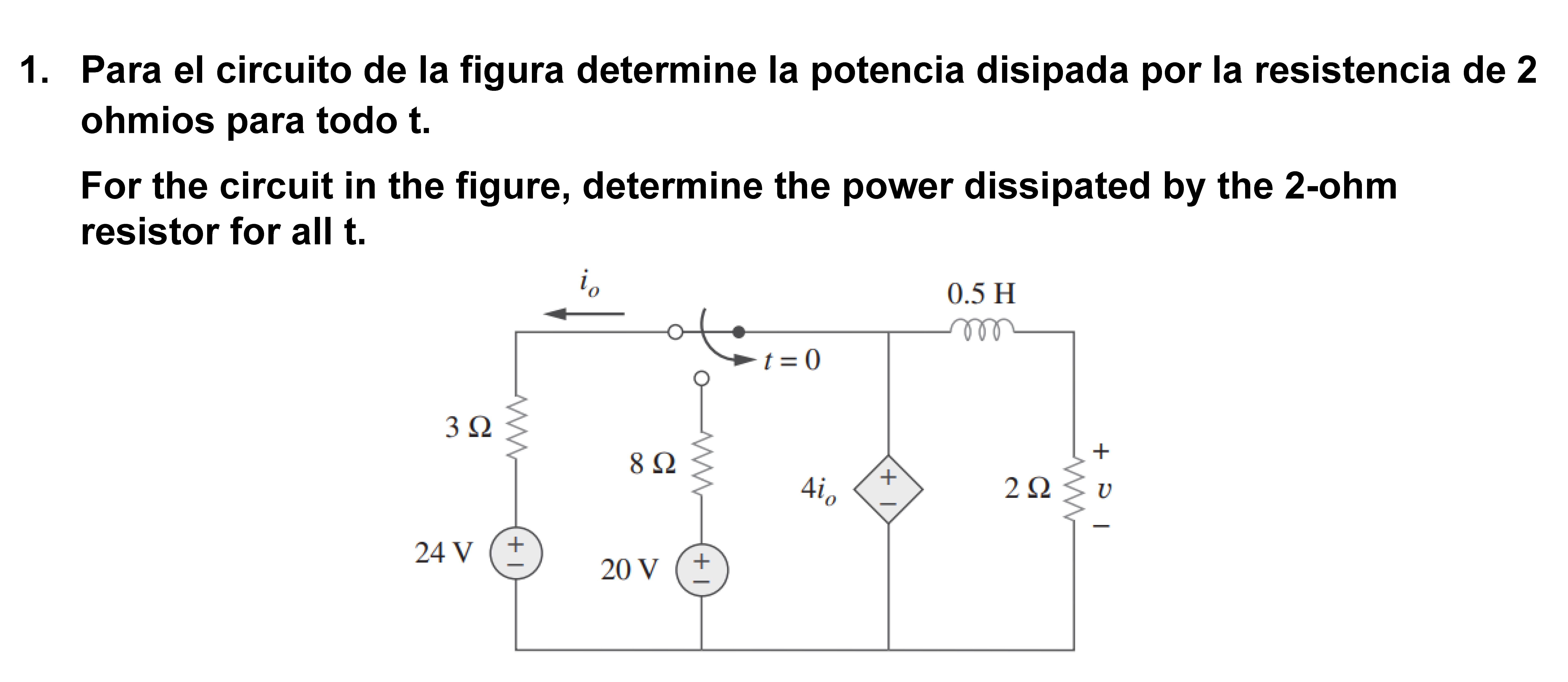 Solved Para el circuito de la figura determine la potencia | Chegg.com