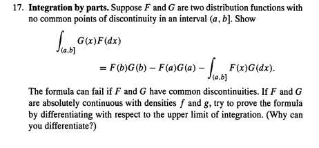7. Integration by parts. Suppose F and G are two | Chegg.com