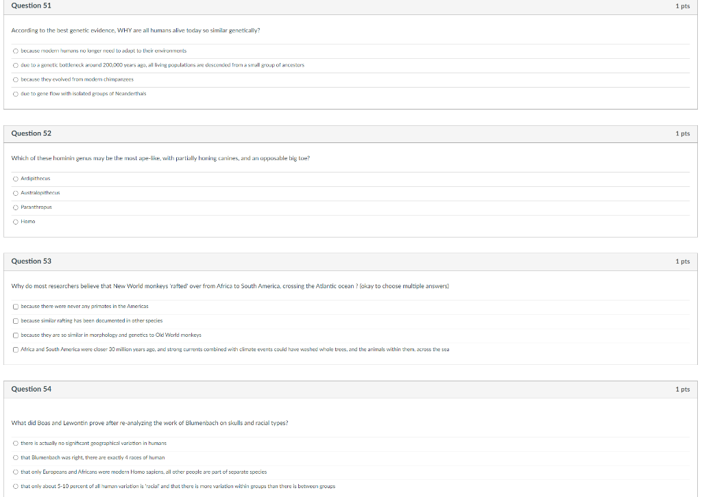 Solved Question 51 1 pts According to the best genetic | Chegg.com