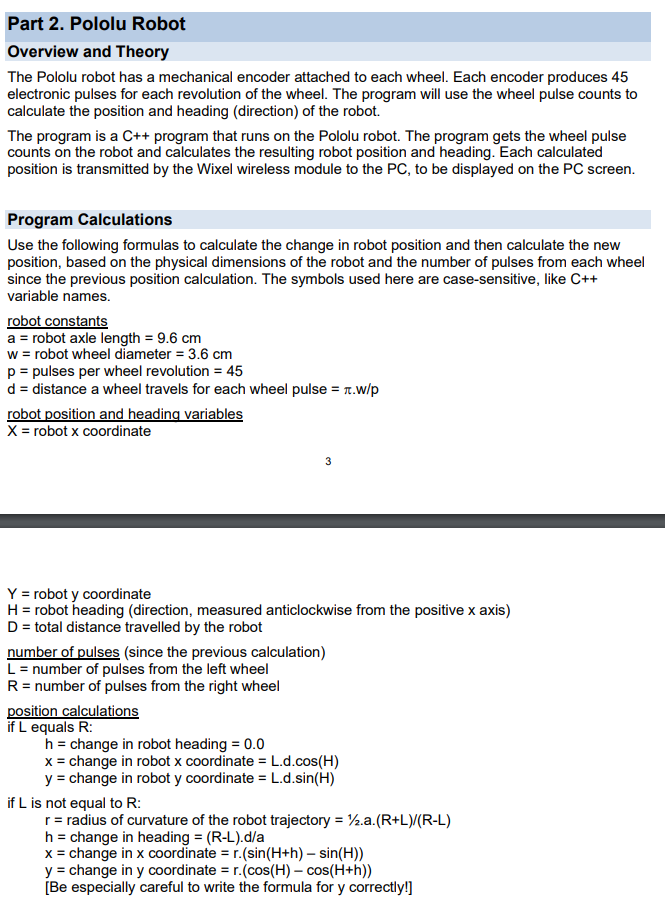 Part 2. Pololu Robot Overview and Theory The Pololu | Chegg.com