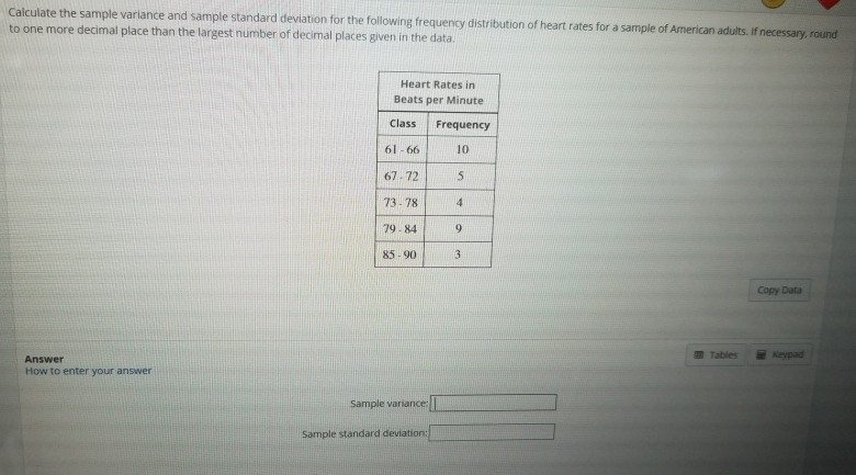 Solved Calculate the sample variance and sample standard | Chegg.com