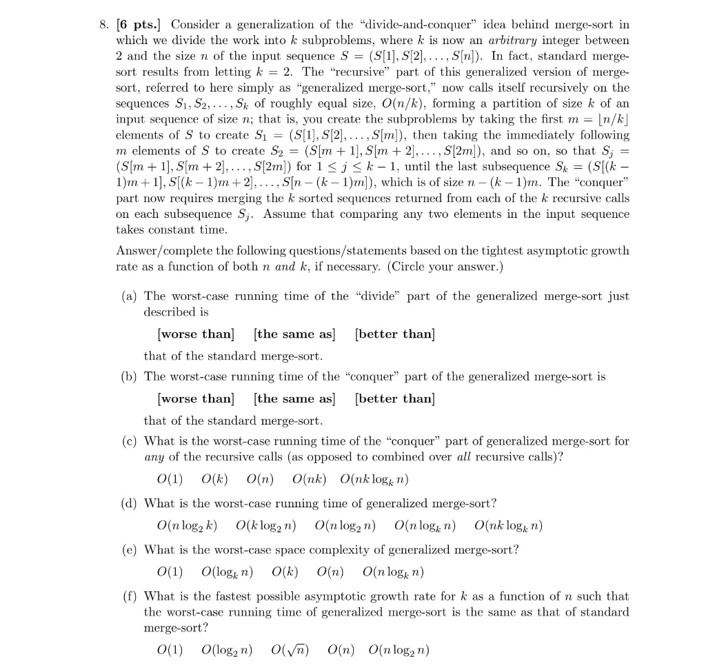 Solved 8. (6 pts.] Consider a generalization of the | Chegg.com