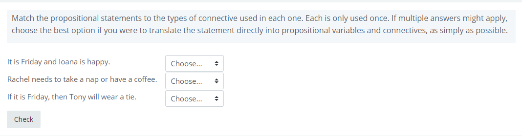 Solved Match the propositional statements to the types of | Chegg.com