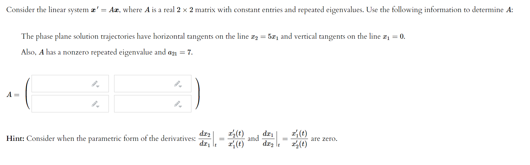 Solved Consider the linear system x' = Ax, where A is a real | Chegg.com