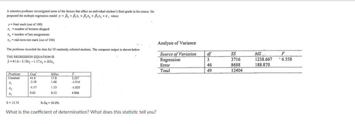 Solved A statistics professor investigated some of the | Chegg.com