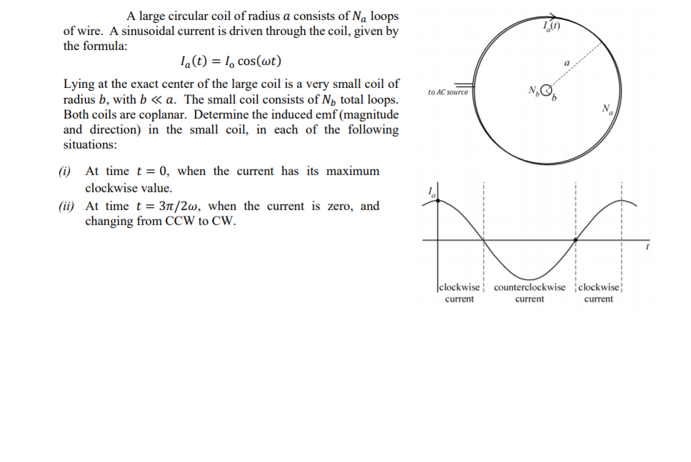 Solved A large circular coil of radius a consists of Na | Chegg.com