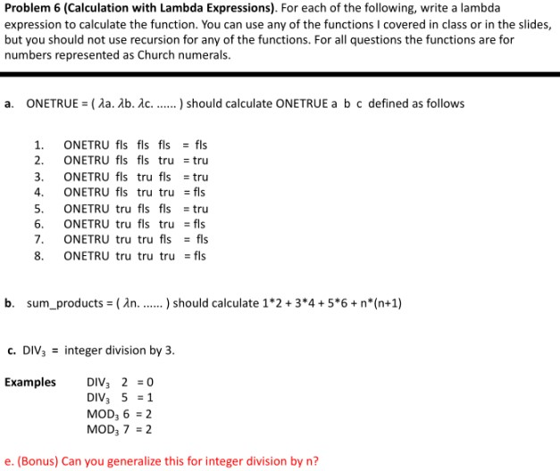 Solved Problem 6 (Calculation with Lambda Expressions). For | Chegg.com