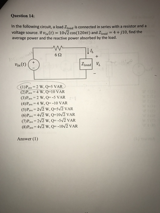 In the following circuit, a load z_load is connected | Chegg.com
