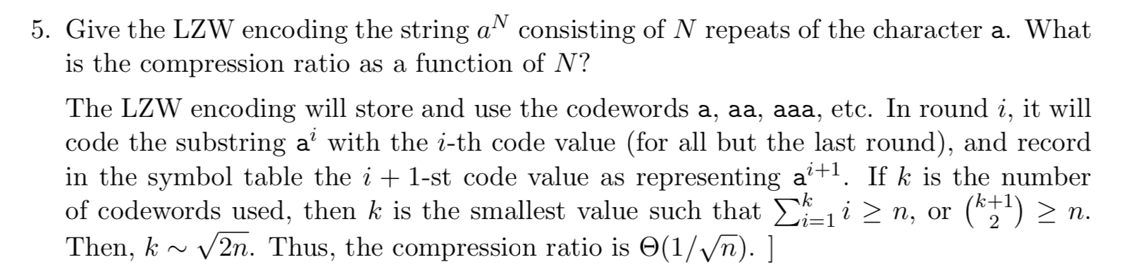 5. Give the LZW encoding the string a^ consisting of | Chegg.com