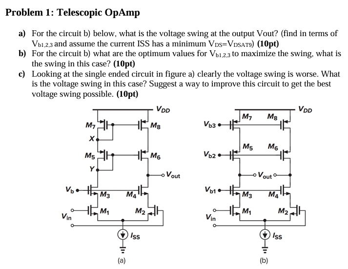 Solved Problem 1: Telescopic OpAmpa) ﻿For the circuit b) | Chegg.com