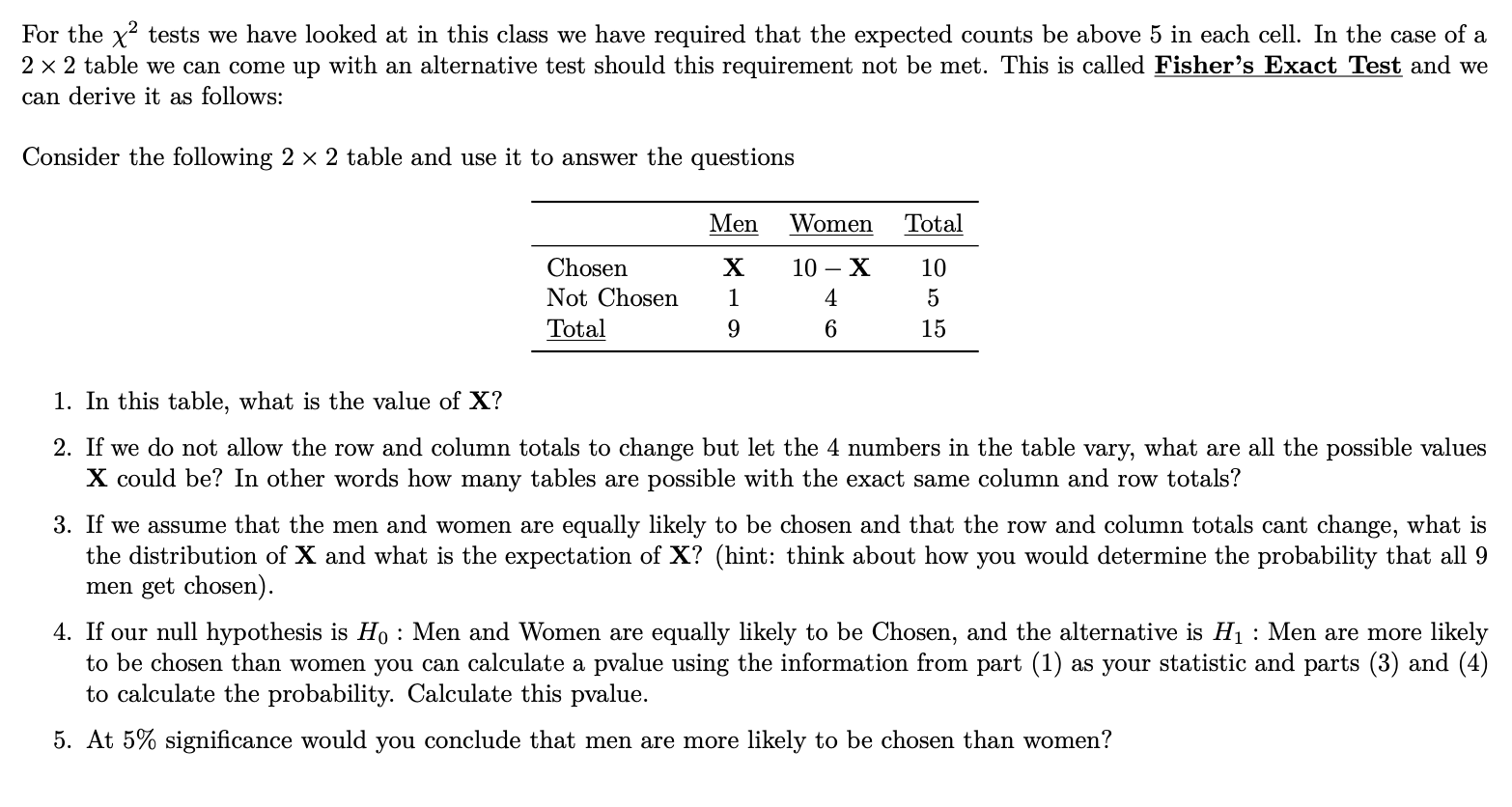 Solved For the x2 tests we have looked at in this class we | Chegg.com