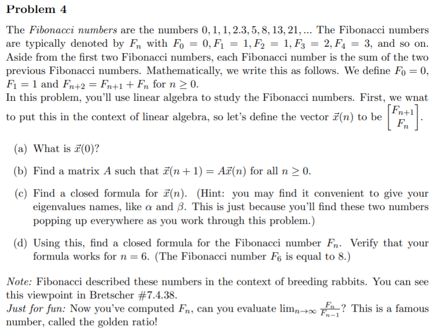 Solved The Fibonacci numbers are the numbers 0, 1, 1, 2.3, | Chegg.com