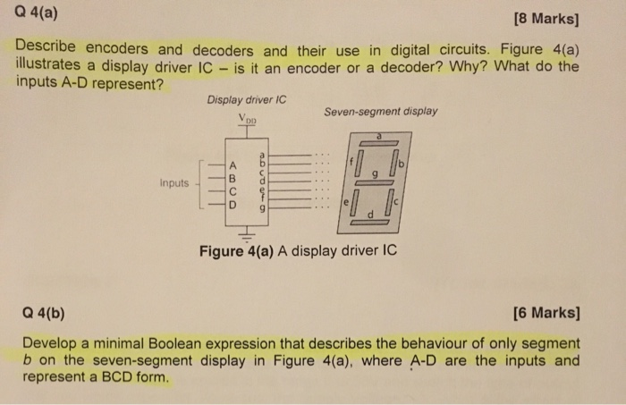 Solved Q 4(a) [8 Marks] Describe encoders and decoders and | Chegg.com